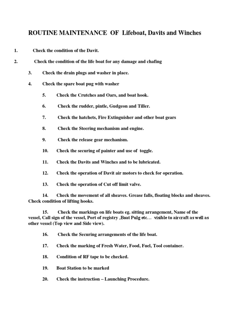 Lifeboat and Liferafts Maintenanace | PDF