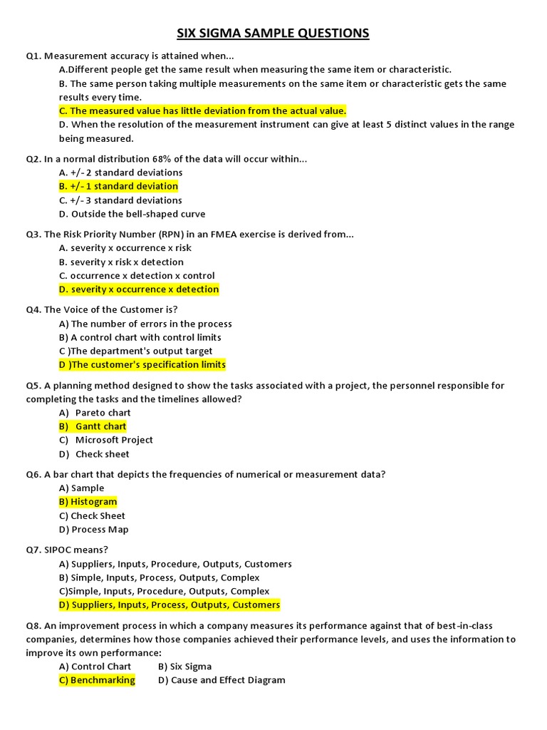 Sigma Practice Questions 249 question | Six Sigma | Standard Deviation