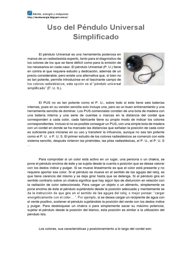 Uso Del Péndulo Universal Simplificado | PDF | Color | Especialidades Medicas