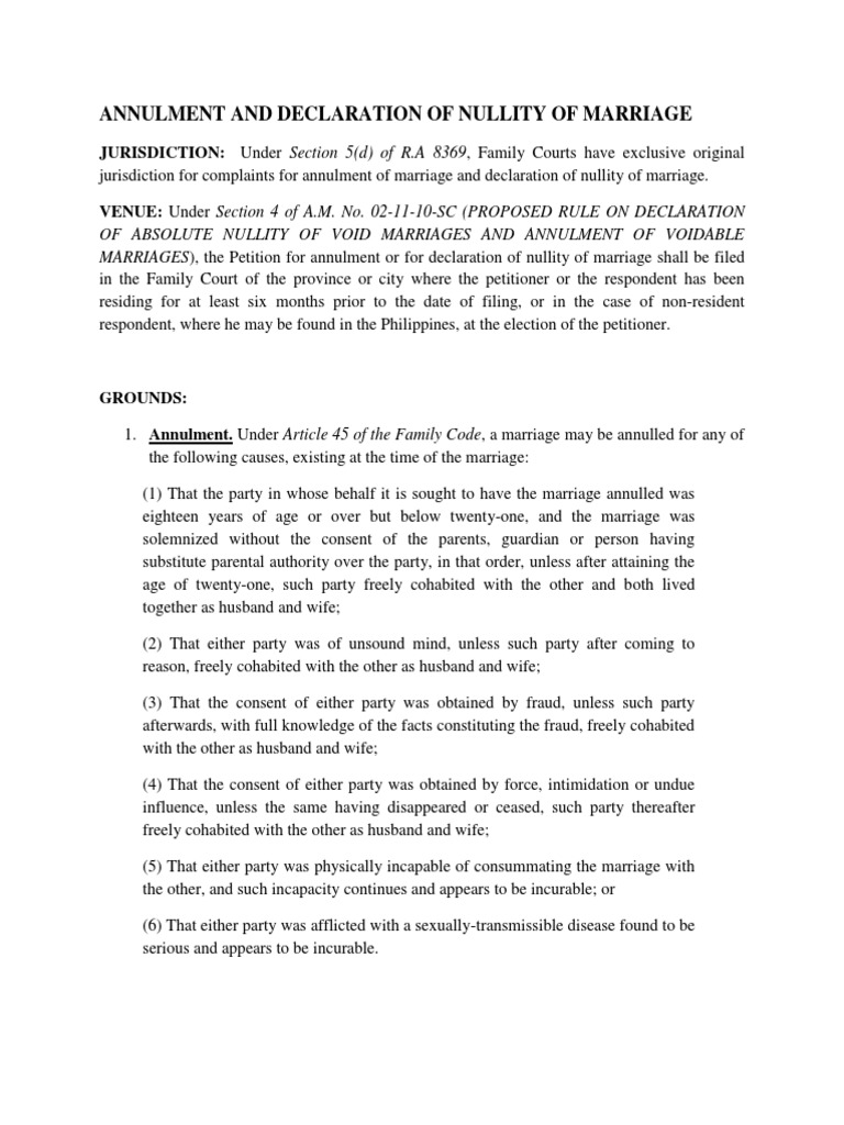 Annulment and Declaration of Nullity of Marriage | PDF | Annulment | Marriage