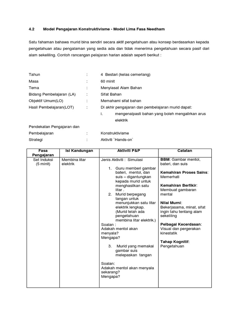 CTH RPH Sains Model Needham 5 Fasa | PDF