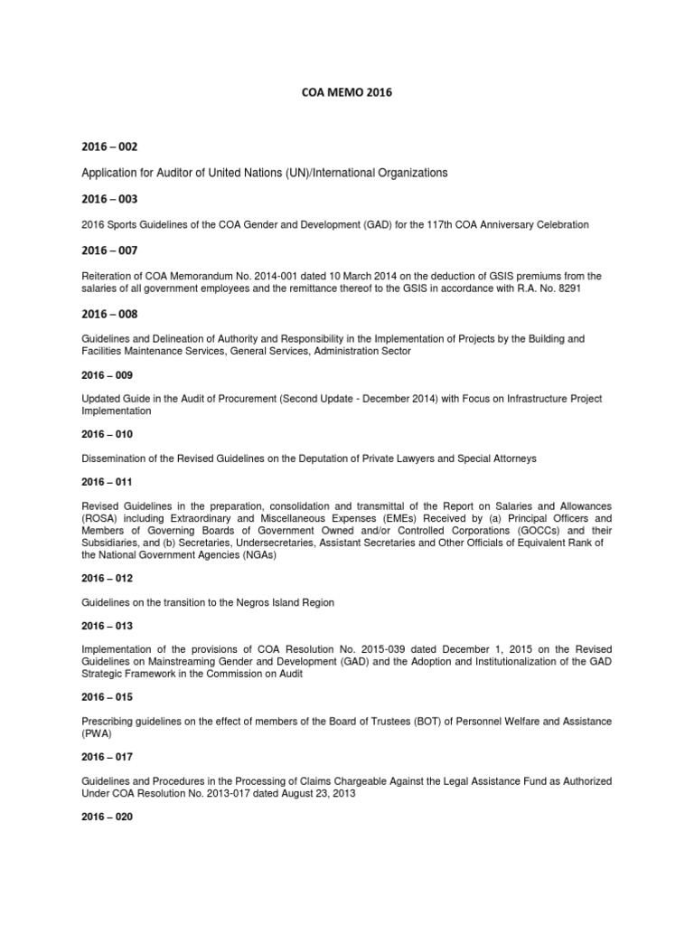 Coa Memo 2016 | Gender And Development | Public Sphere