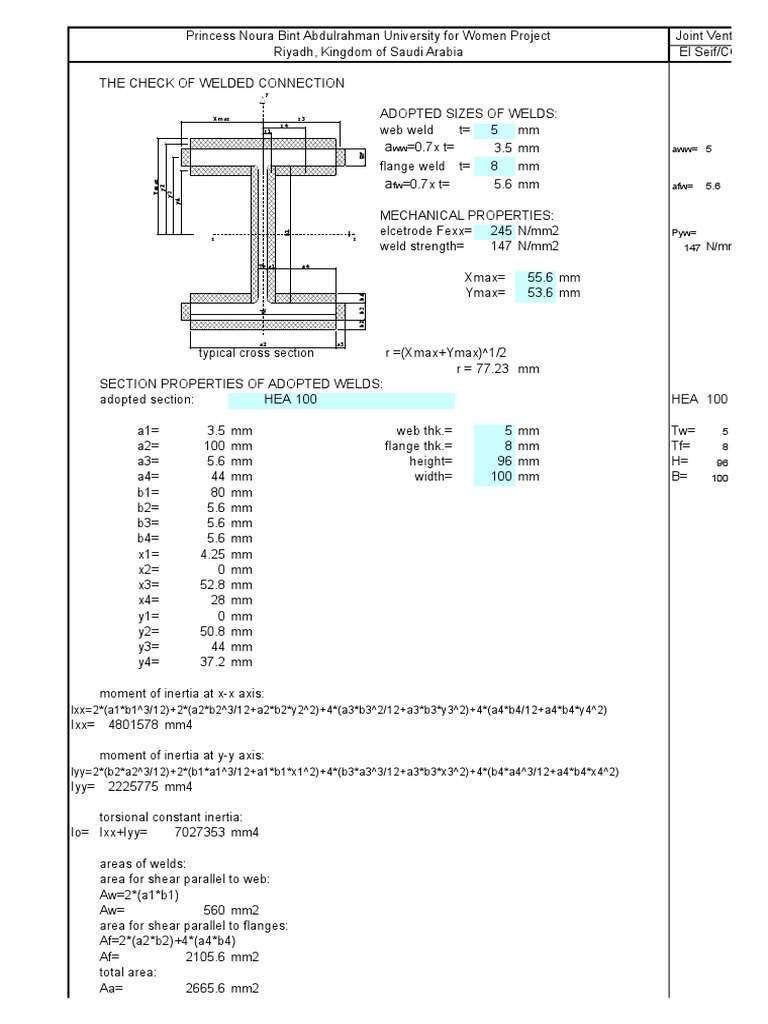 I Beam Welded Connection Design Analysis | PDF | Steel | Mechanical ...