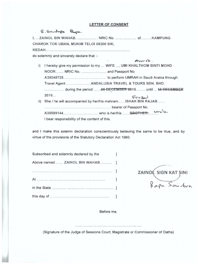 Umrah Letter of Consent PDF | PDF