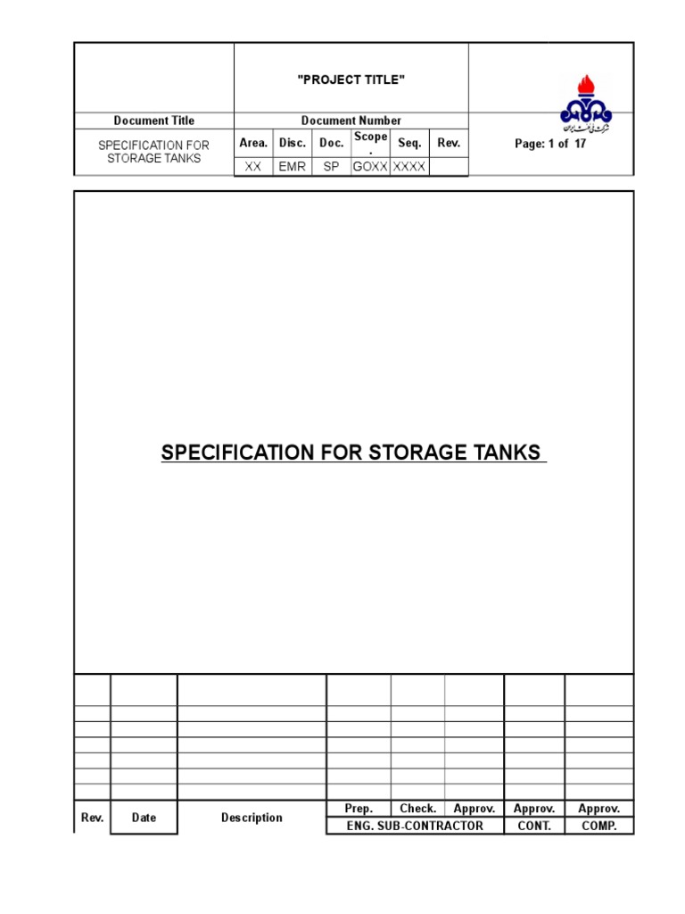1013 - Spec For Storage Tanks | Download Free PDF | Specification ...