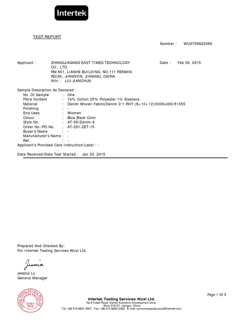 Test Repot InterTek | PDF | Contractual Term | Nature