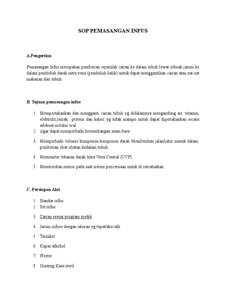 Sop Pemasangan Infus Igd | PDF
