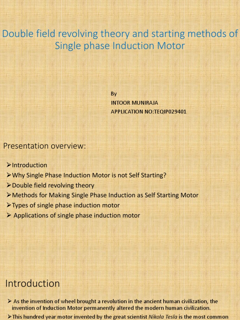 Double Field Revolving Theory and Starting Methods of Single Phase Induction Motor | PDF ...