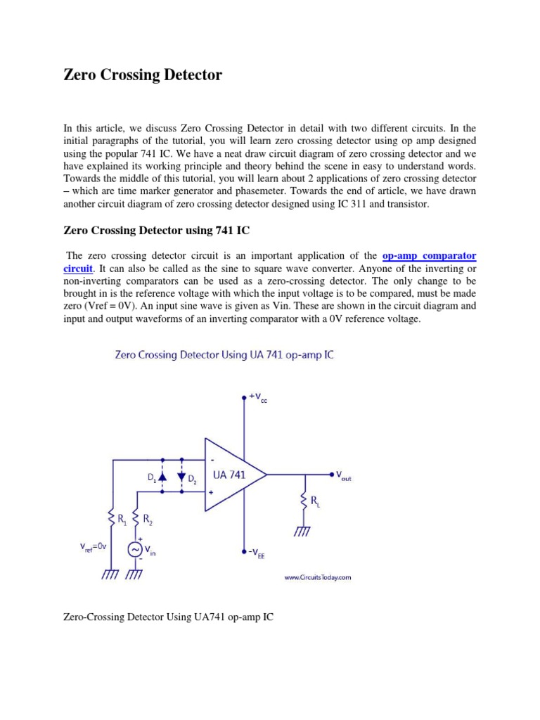 Zero Cross Detector | Operational Amplifier | Detector (Radio)