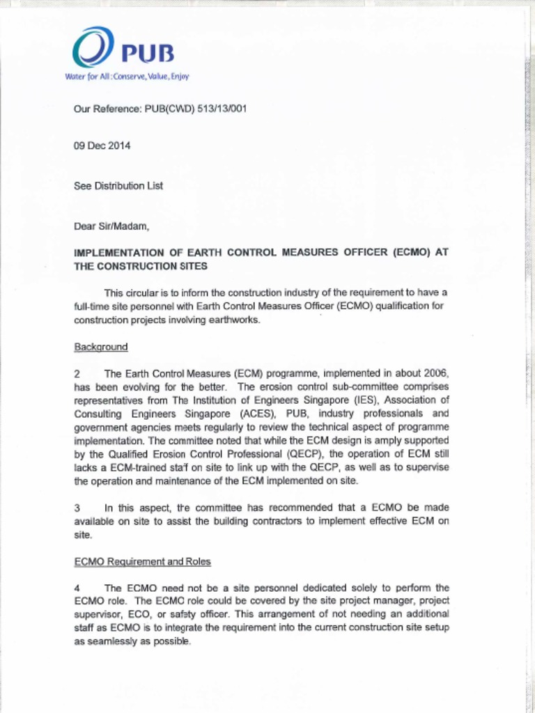 PUB Circular - ECMO Scheme | PDF