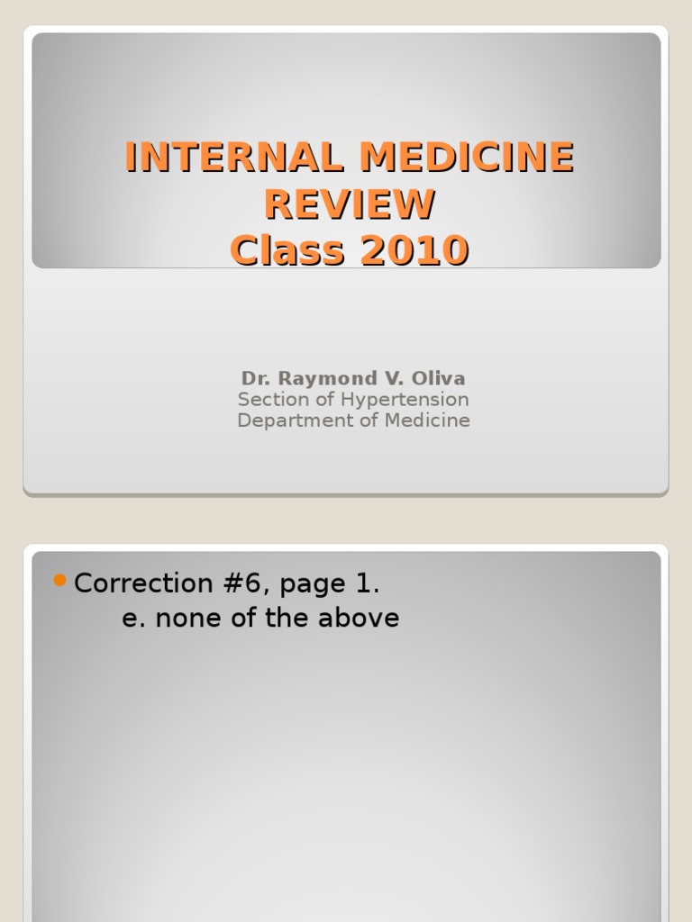 Internal Medicine Review Class 2010 | PDF | Asthma | Hepatitis