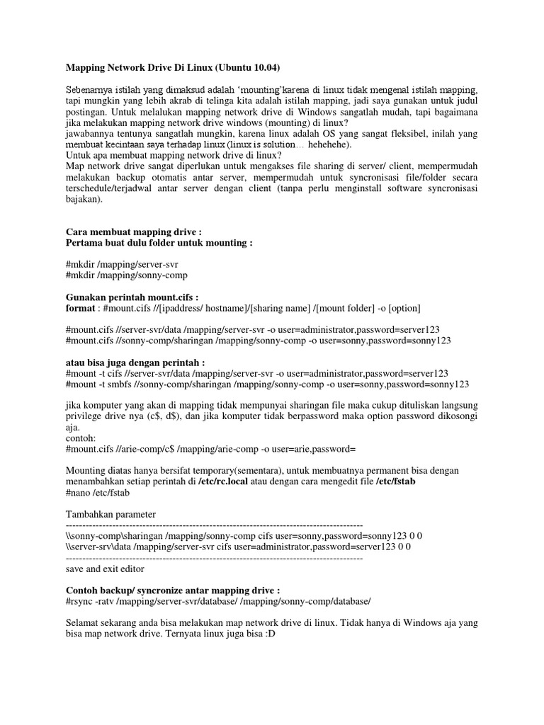 Mapping Network Drive Di Linux | PDF | Komputer
