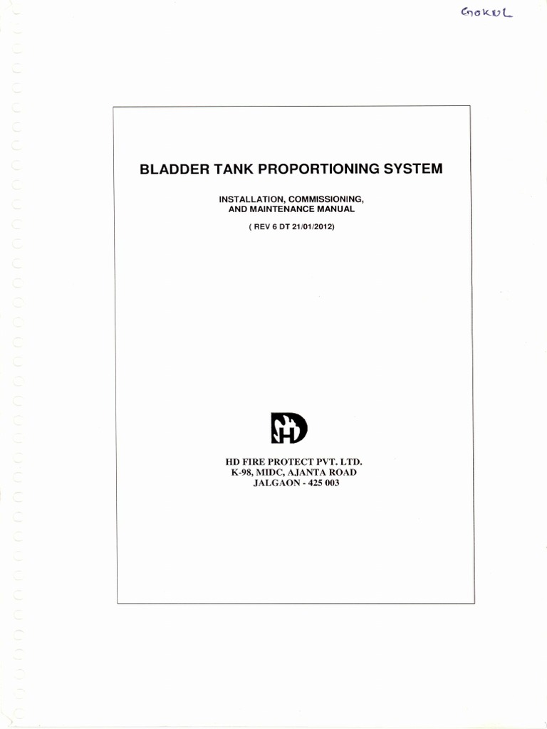 Bladder Tank Manual | PDF | Visual Cortex | Valve