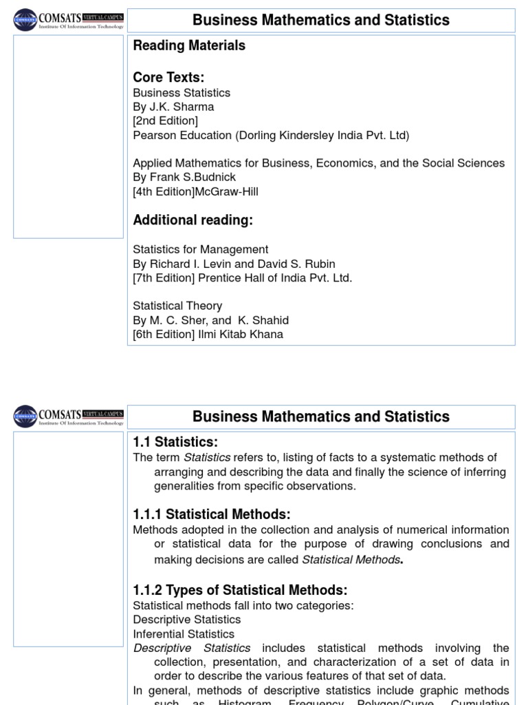 Business Mathematics and Statistics | PDF | Level Of Measurement ...