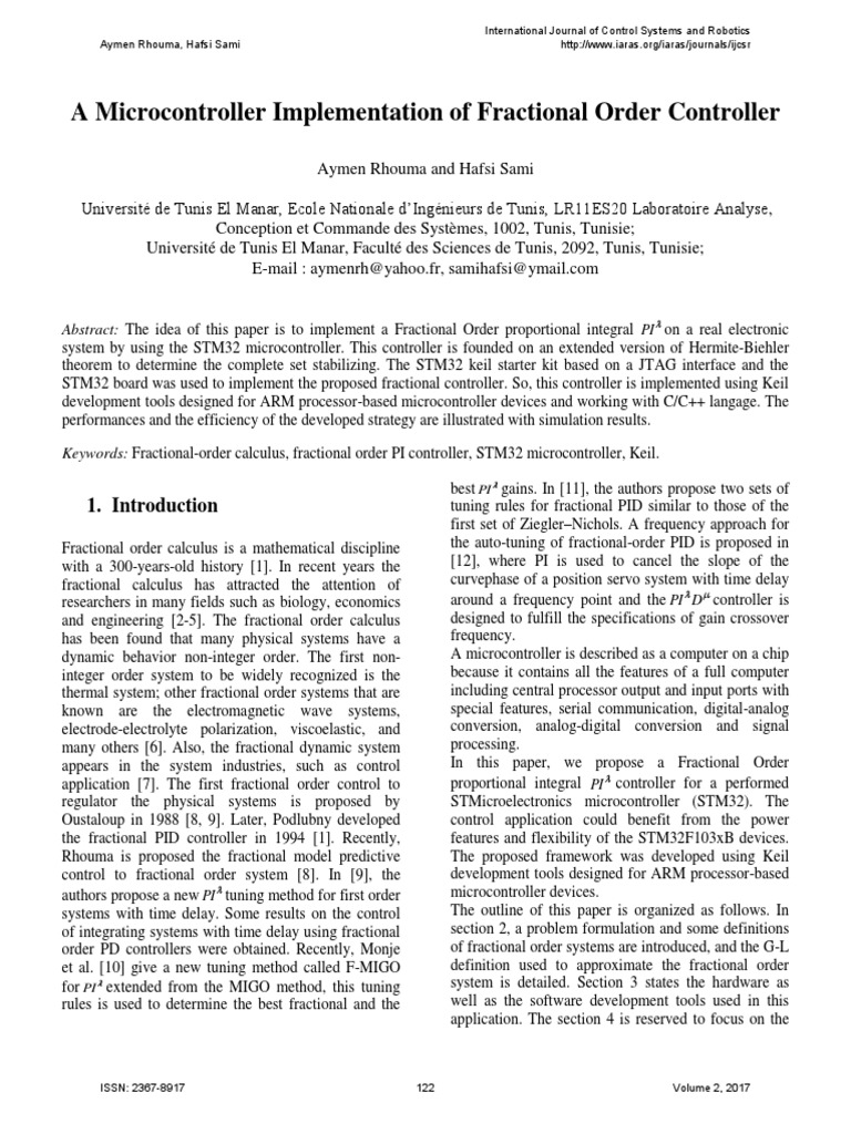A Microcontroller Implementation of Fractional Order Controller | PDF | Control Theory | Electronics