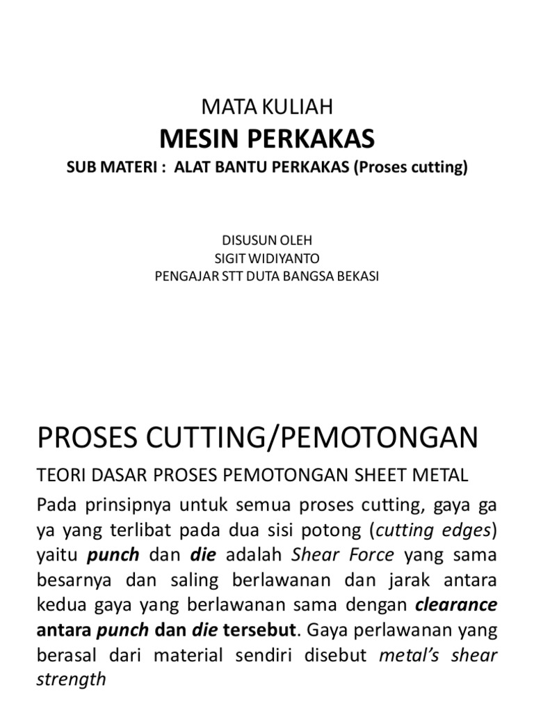 Proses Cutting Atau Pemotongan | PDF | Metode & Bahan Ajar | Griya & Taman