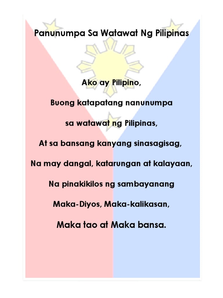 Panunumpa Sa Watawat NG Pilipinas | PDF