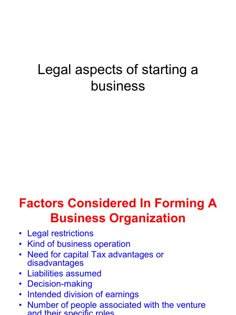 Legal Aspects of Starting A Business | Download Free PDF | Partnership ...