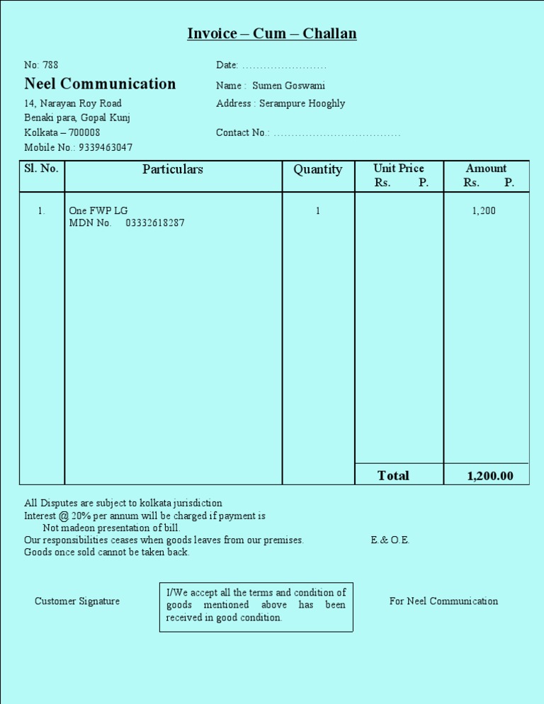 Invoice and Terms of Sale for Neel Communication | PDF