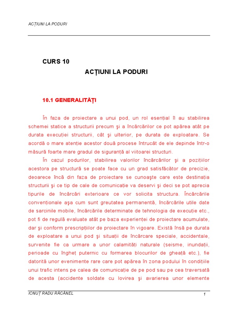 Poduri-Curs - 10 - Ionut Radu Racanel | PDF