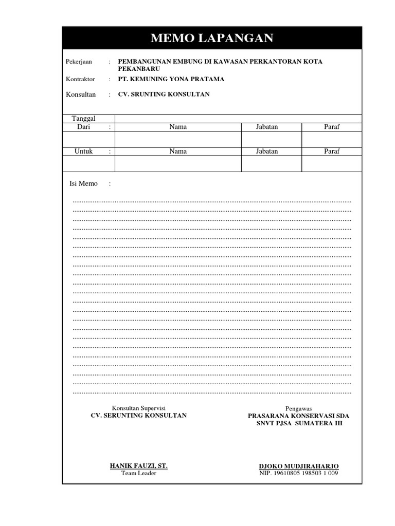 Memo Lapangan | PDF