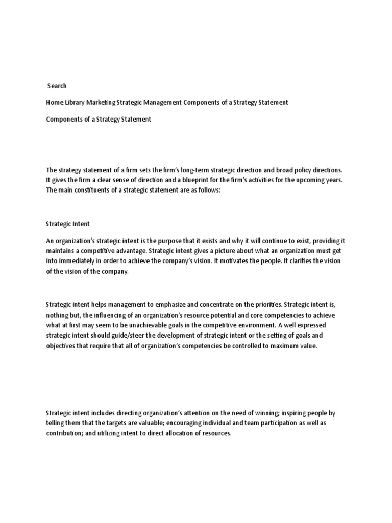 Components of Strategy | PDF | Strategic Management | Goal