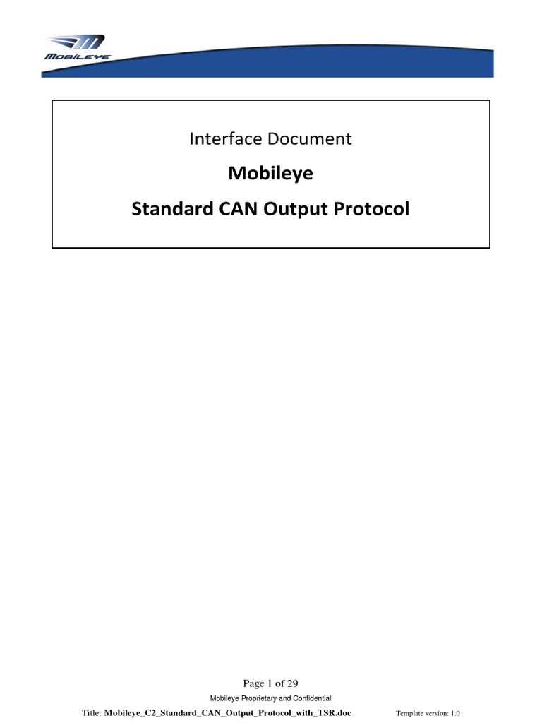 Mobileye Standard CAN Output Protocol Rev2.5 | PDF | Traffic ...