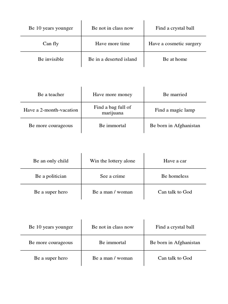 2nd Conditional Tic-Tac-Toe | PDF