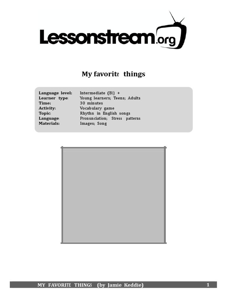 My Favorite Things Lesson Plan | PDF | Linguistics | Cognitive Science
