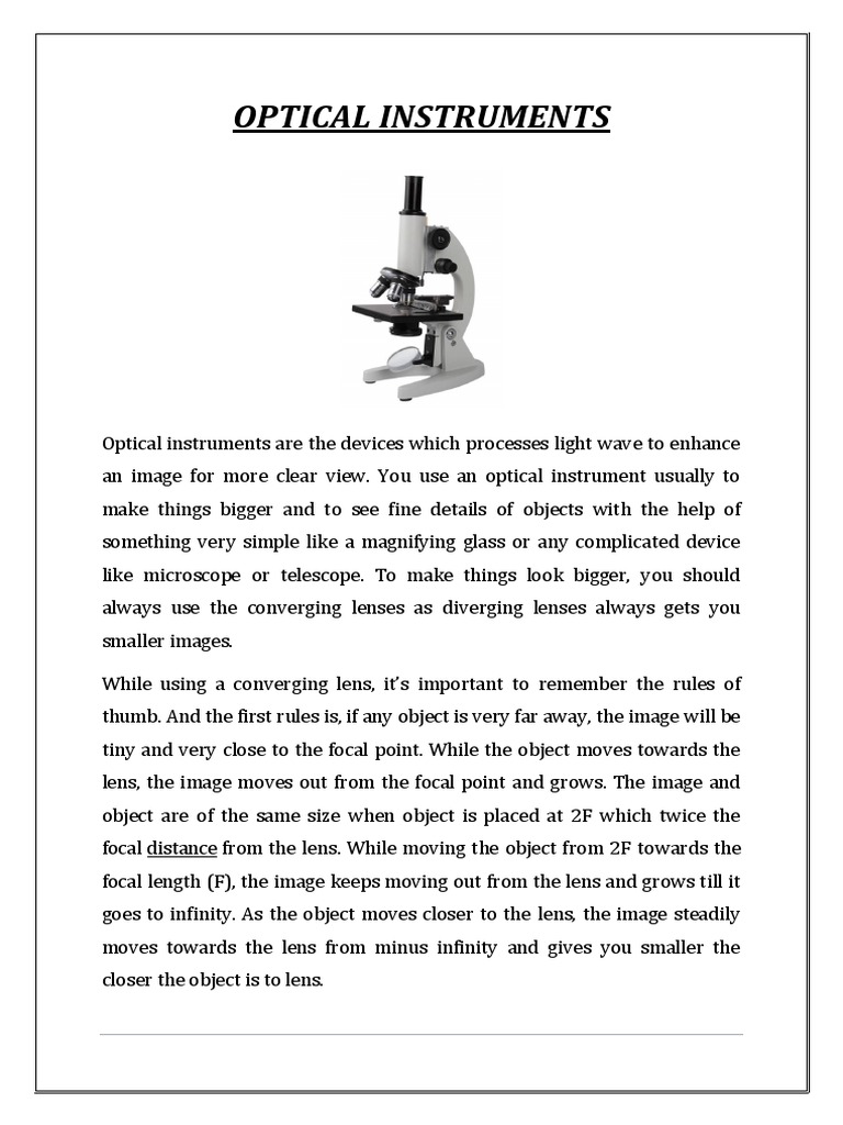 Optical Instruments | PDF | Lens (Optics) | Optics