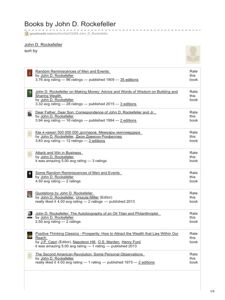 Books by John D Rockefeller | PDF | John D. Rockefeller | National Security