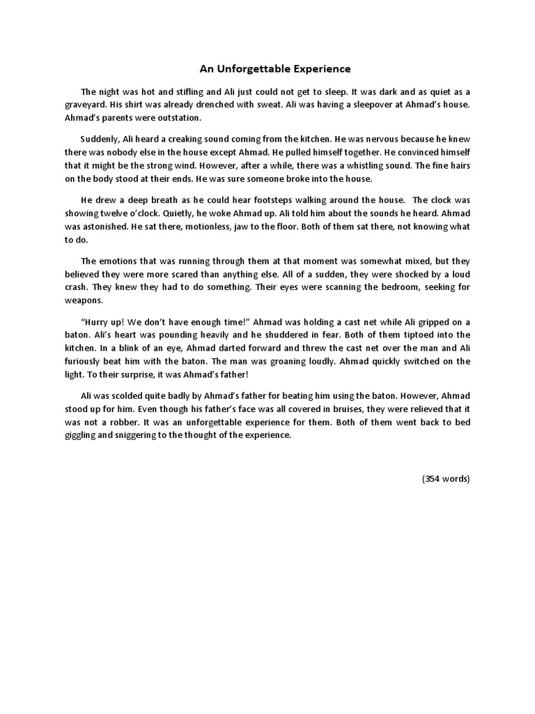 An Unforgettable Experience SIMPLE | PDF