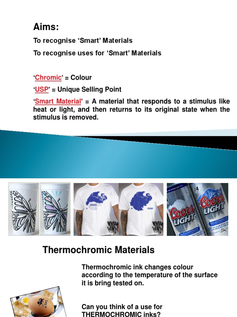 Overview of Smart Materials Types | PDF | Ink | Color