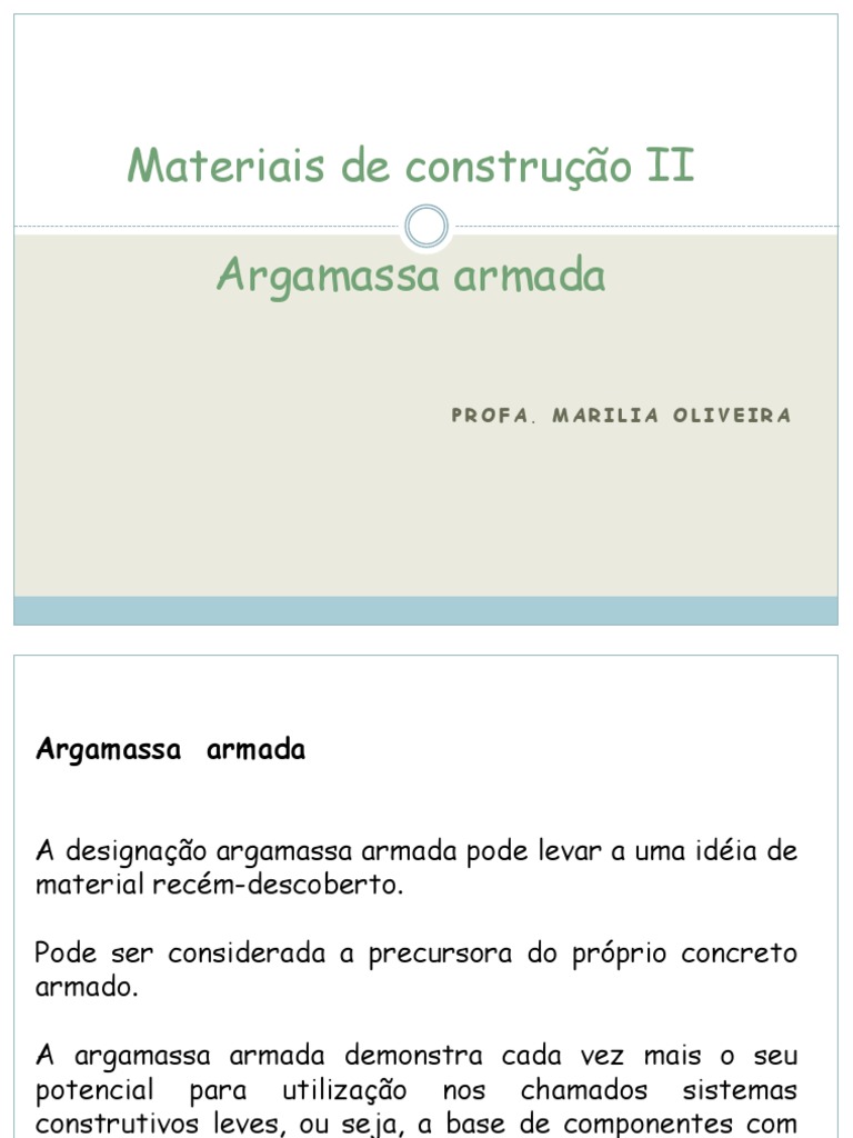 Argamassa Armada: Vantagens e Aplicações | PDF | Argamassa (alvenaria ...