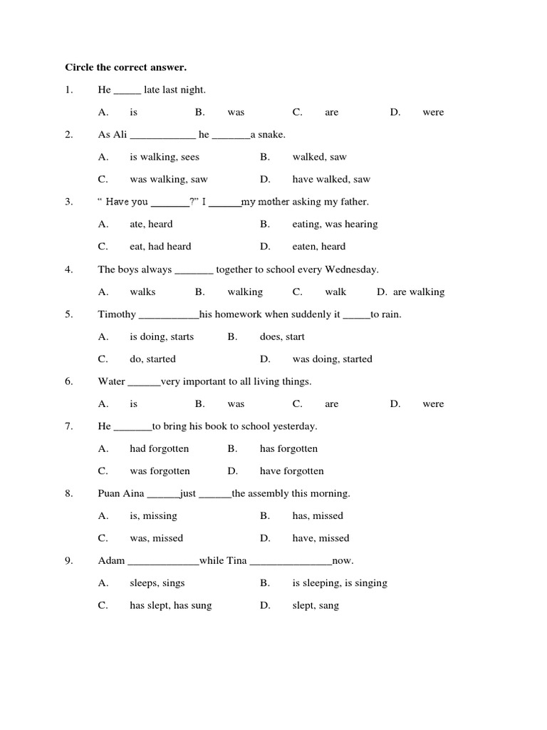 Test Tenses (Y4) | PDF