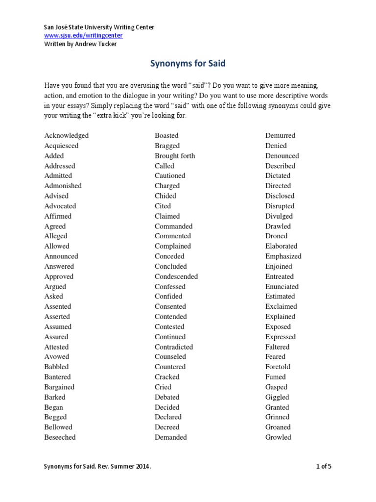 Synonyms For Said | PDF