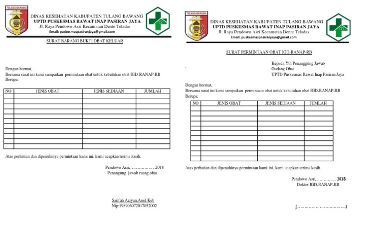 Surat Permintaan Obat Igd-Ranap-Rb New | PDF