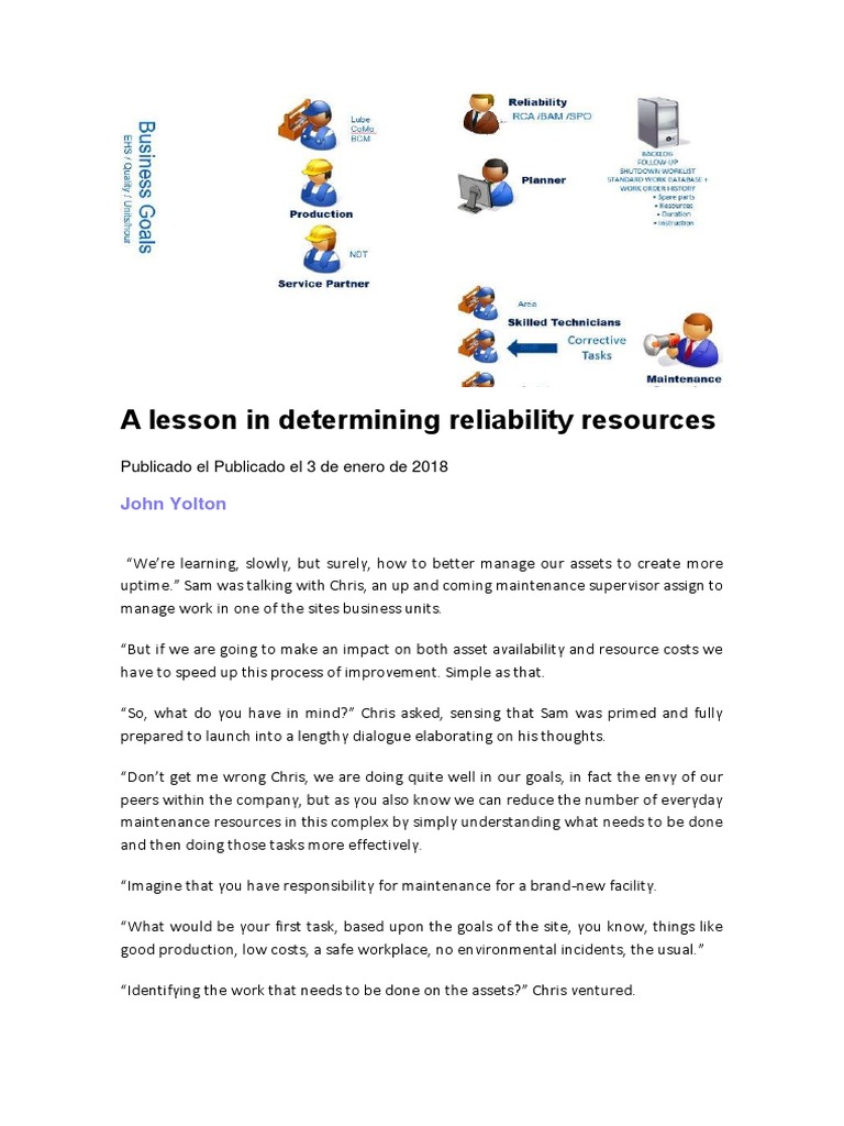 A Lesson in Determining Reliability Resources | PDF | Workload ...