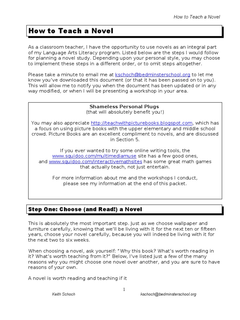 How To Teach A Novel | PDF | Reading Comprehension | Reading (Process)