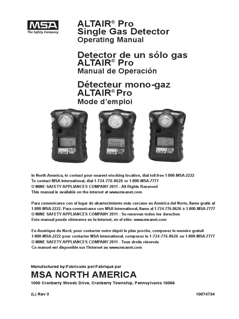 MSA Altari Pro | PDF | Calibration | Gases