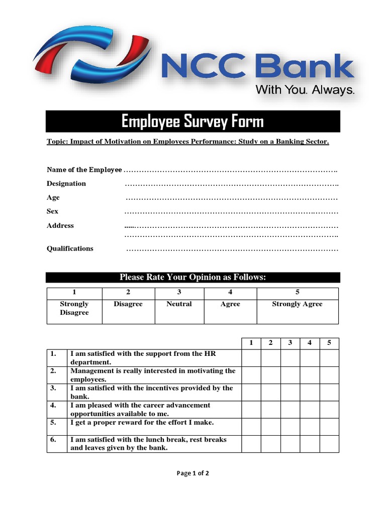 Employee Survey Form | PDF | Organizational Behavior | Employment