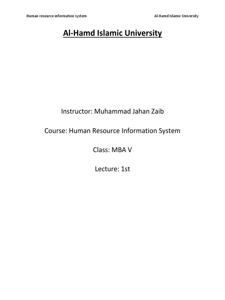 Al-Hamd Islamic University | PDF | Information System | Human Resource ...