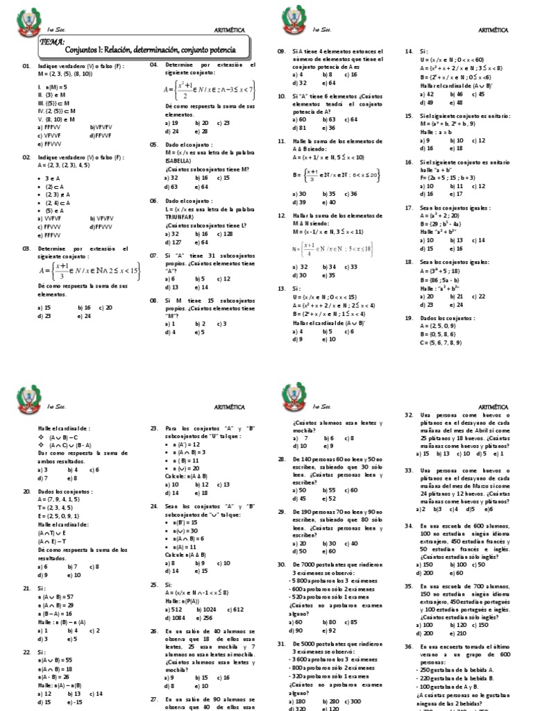 1ro Sec Arit. | PDF | Conceptos matemáticos | Enseñanza de matemática
