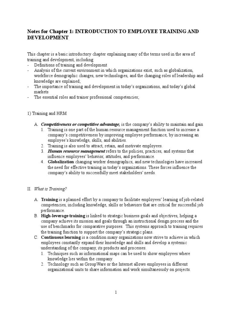 Chapter 01 Training and Development Raymond Noye | PDF | Employee ...