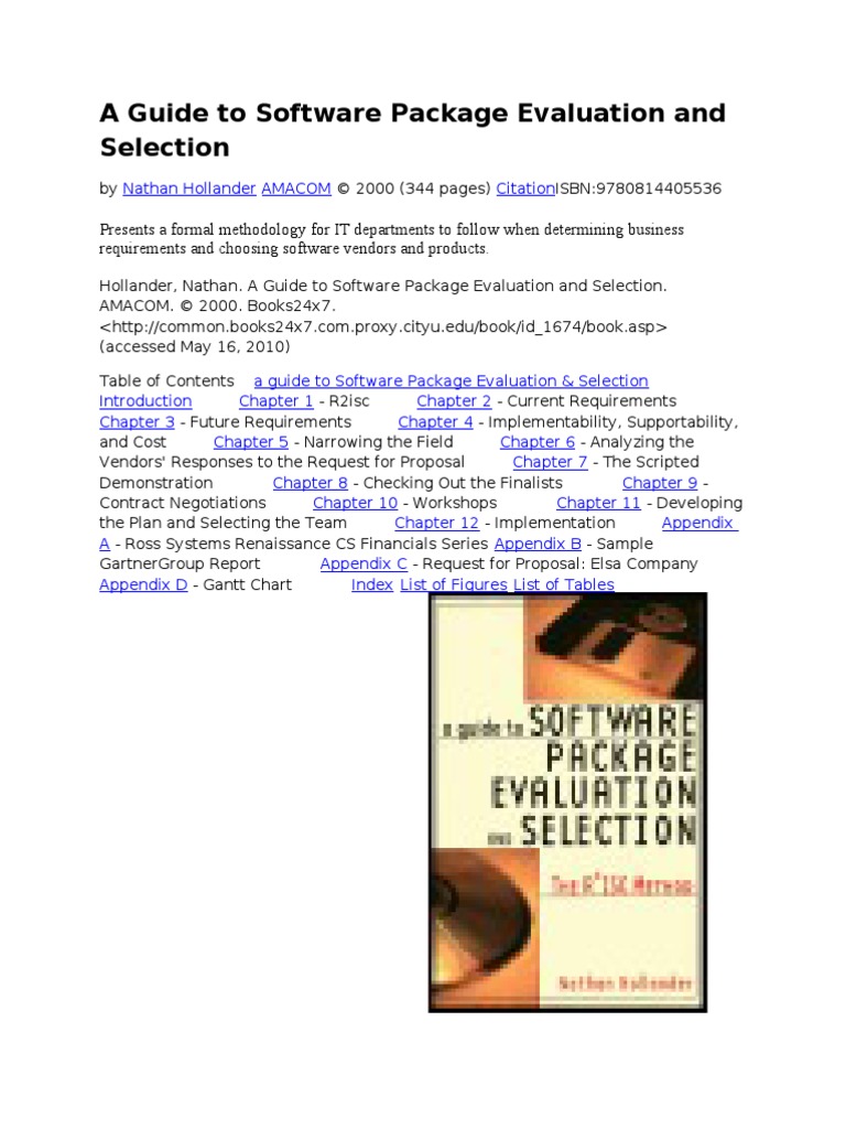 A Guide To Software Package Evaluation And Selection Download Free