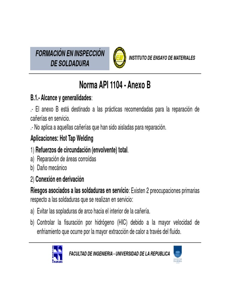 Norma API 1104: Anexo B y Procedimientos | PDF | Soldadura | Construcción