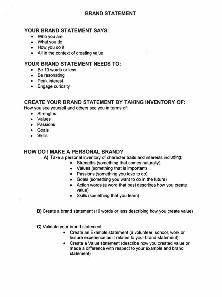 Crafting Your Personal Brand Statement | PDF | Learning | Science