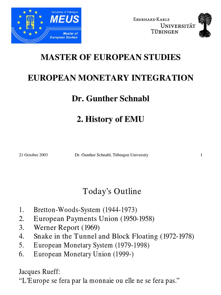 History of Emu | PDF | Economic And Monetary Union Of The European ...