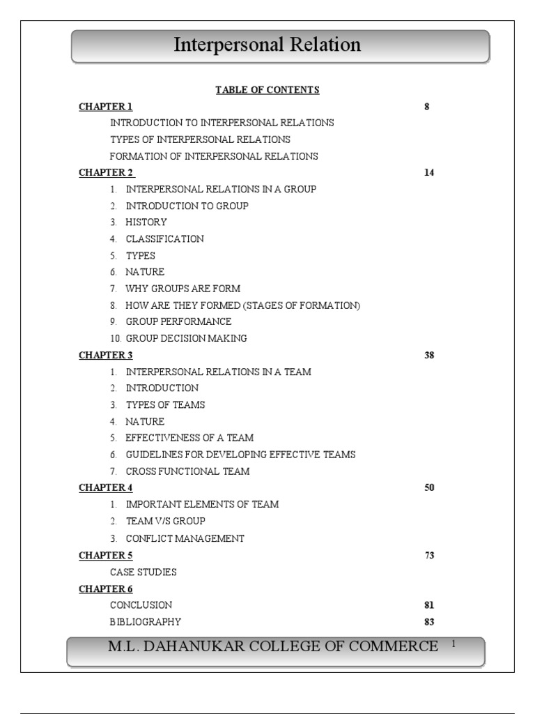 Types and Importance of Interpersonal Relations | PDF | Social Group ...