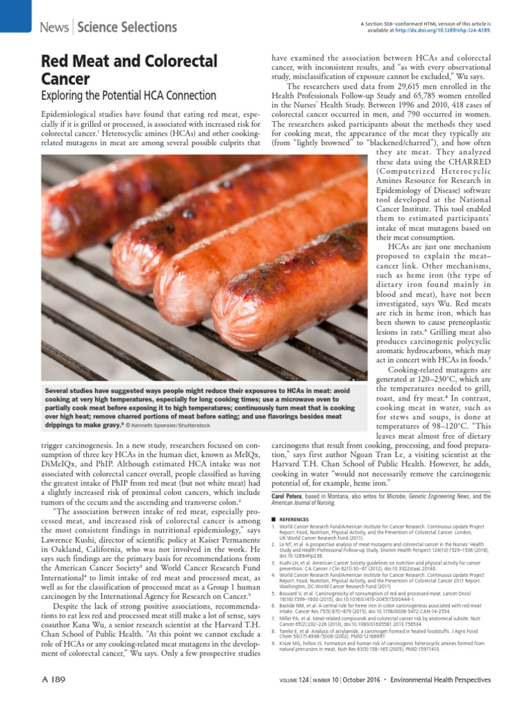 Red Meat and Colorectal Cancer: Science Selections | PDF | Meat ...